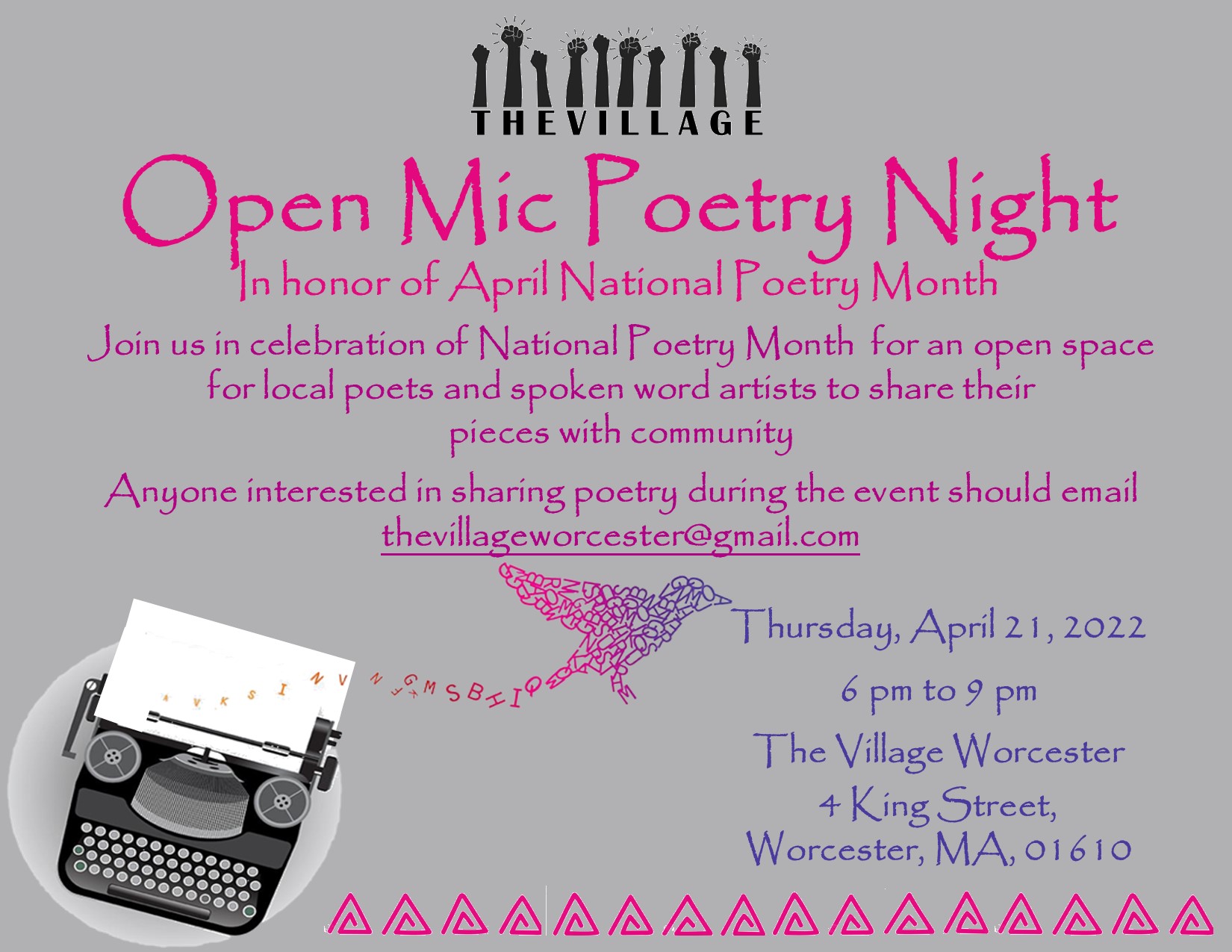 Open Mic Poetry Night In Celebration Of National Poetry Month
