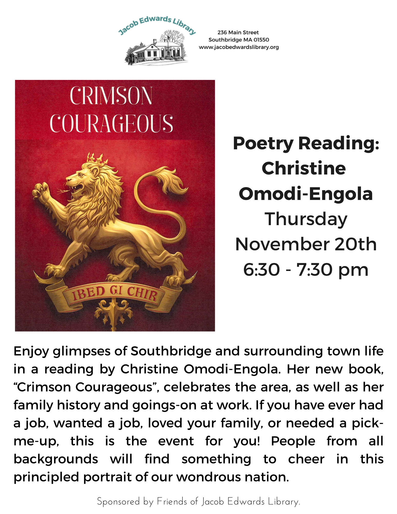 Poetry Reading: Christine Omodi-Engola - Worcester County Poetry ...